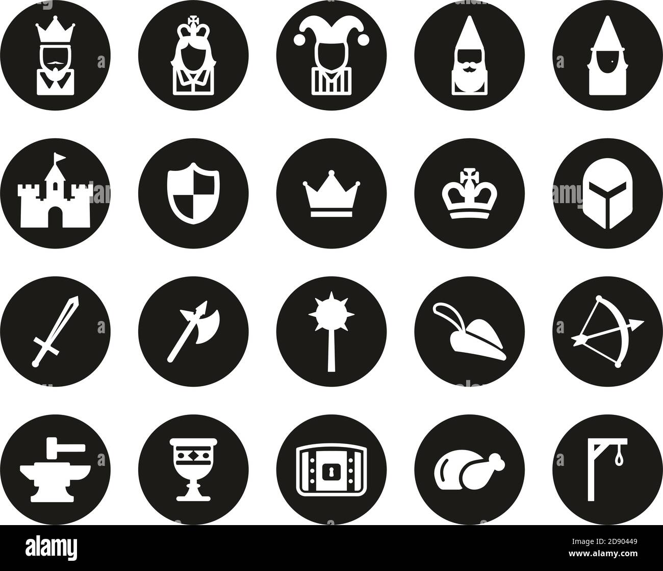 Medieval Time & Culture Icons White On Black Flat Design Circle Set Big Stock Vector Image & Art ...