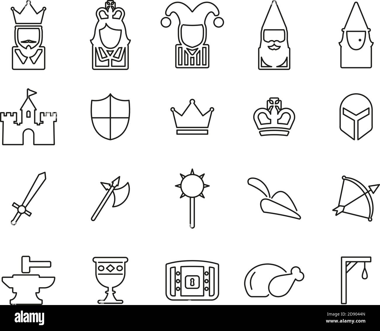 Medieval Time & Culture Icons Black & White Thin Line Set Big Stock Vector Image & Art - Alamy