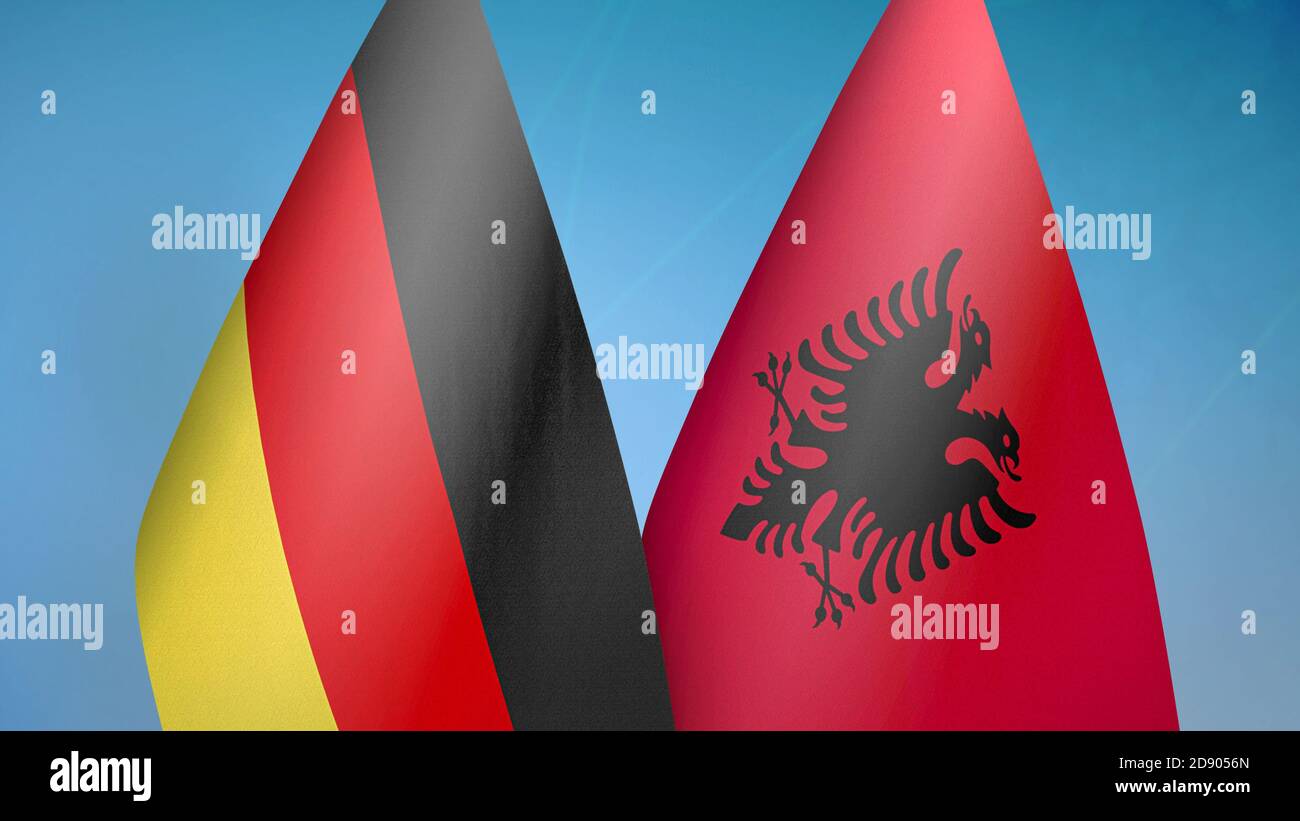 Germany and Albania two flags Stock Photo - Alamy