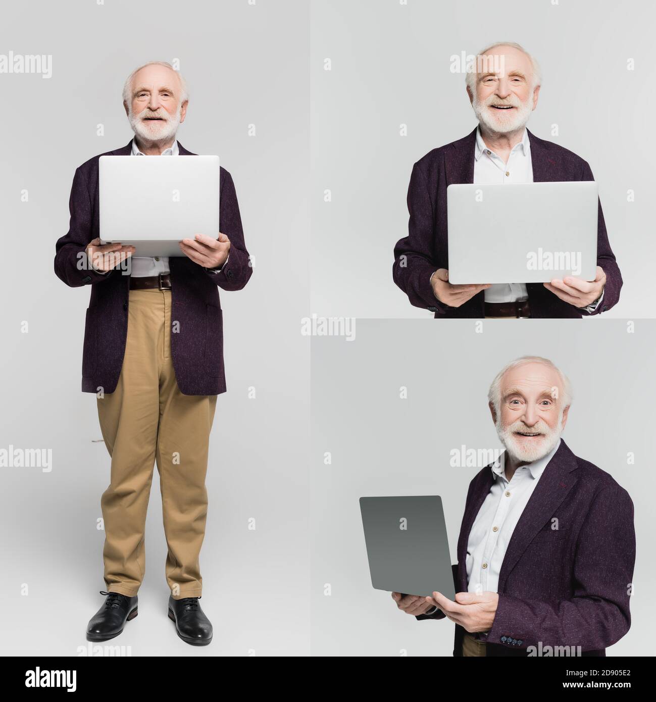 Senior man holding laptop hi-res stock photography and images - Alamy