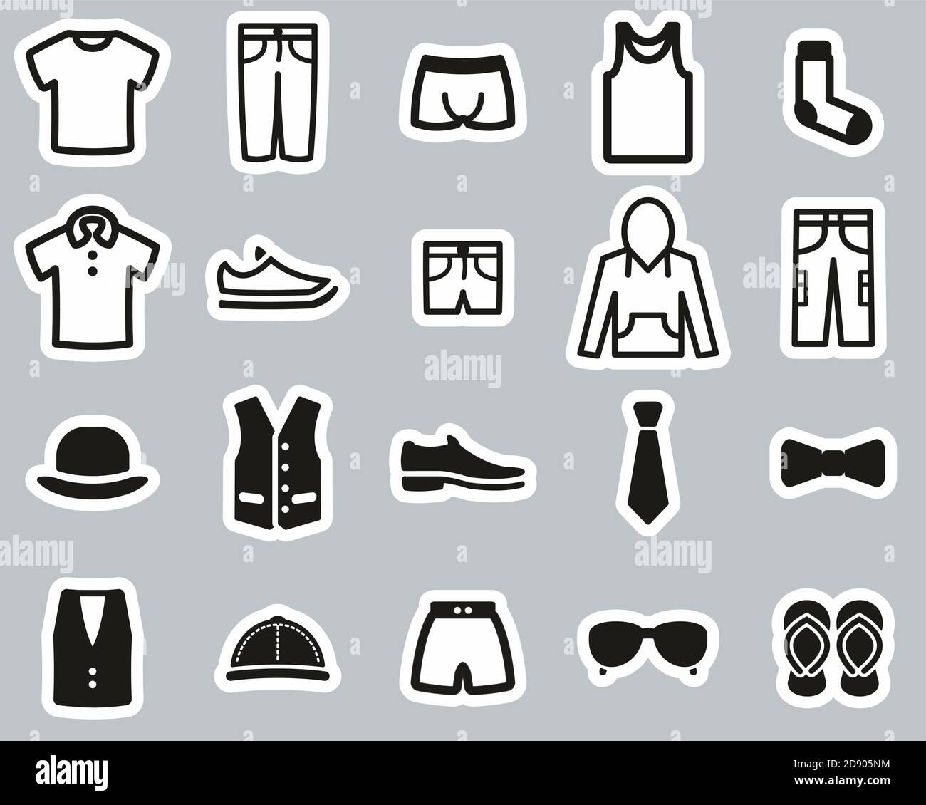 Men´s Clothing & Accessories Icons Black & White Sticker Set Big Stock ...
