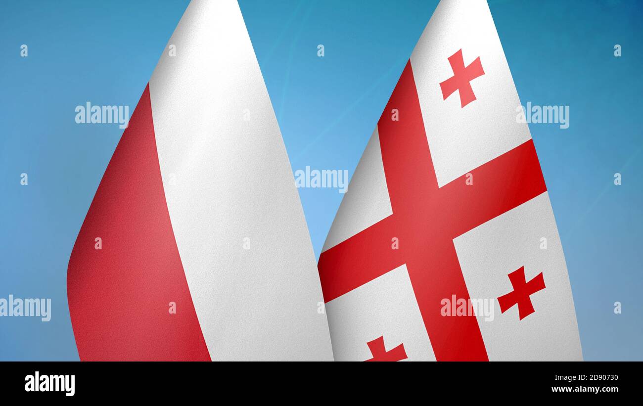 Poland and Georgia two flags Stock Photo - Alamy