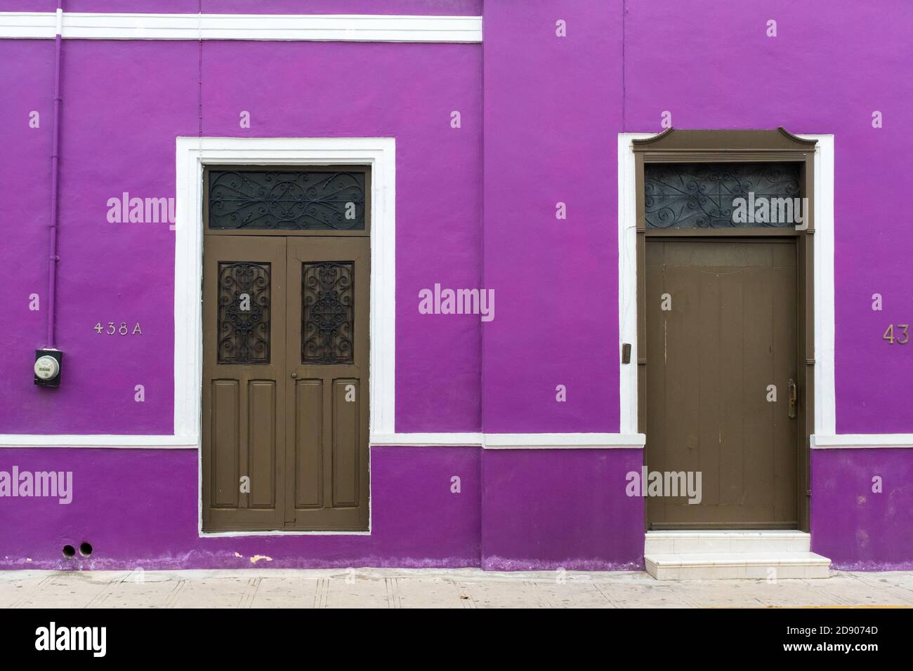 Colonial style facade of a house in Merida old city center , Merida ...