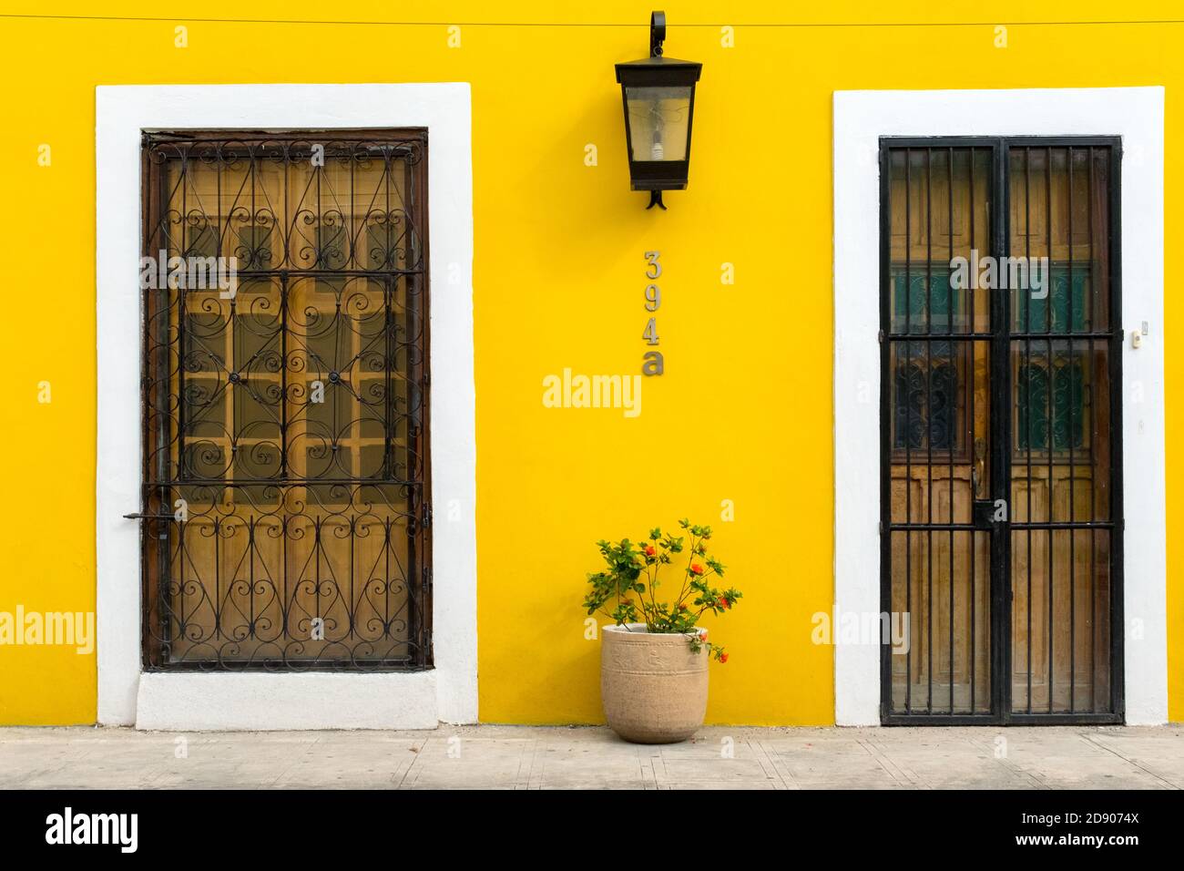 Colonial style facade of a house in Merida old city center , Merida ...