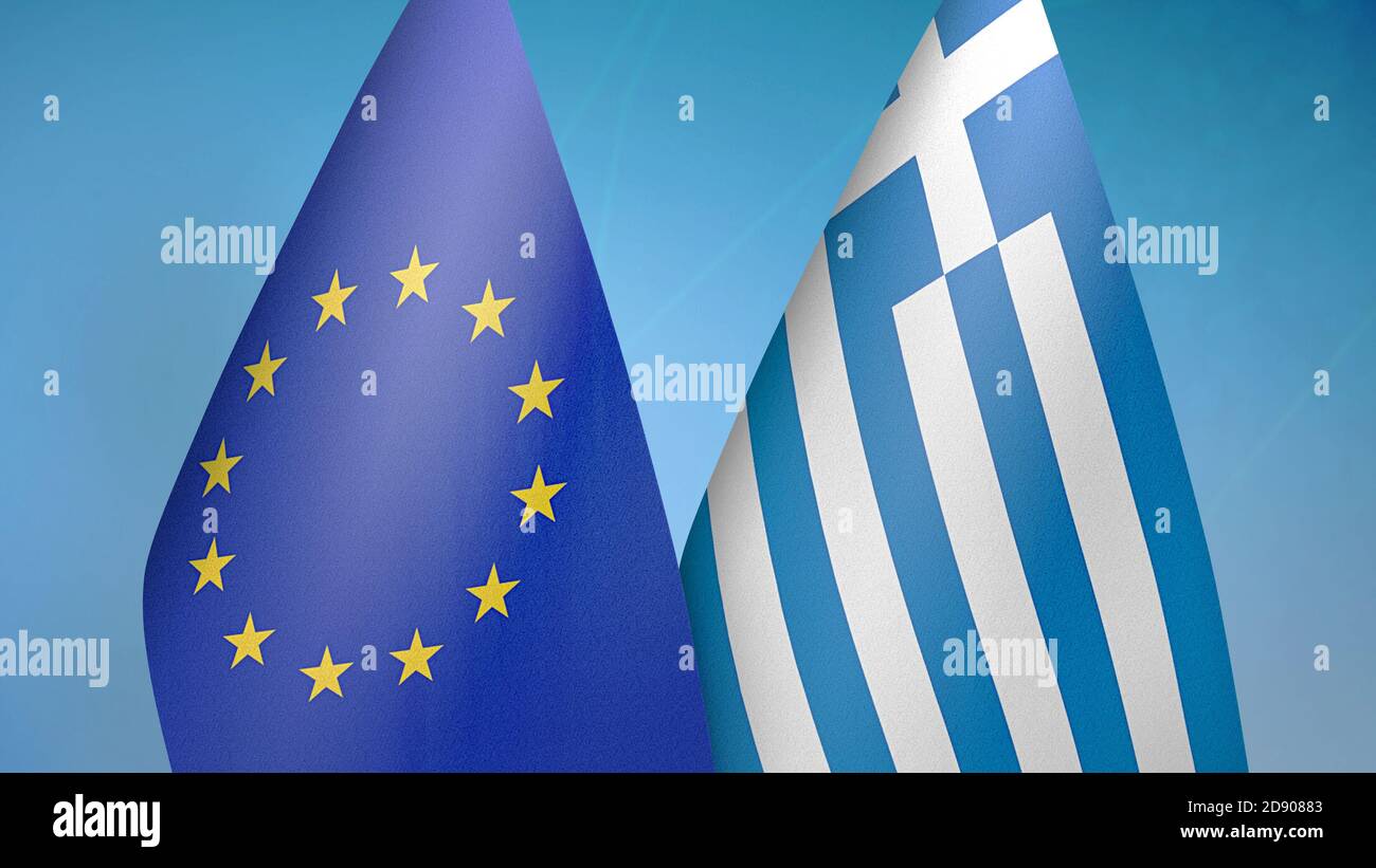 European Union and Greece two flags Stock Photo - Alamy