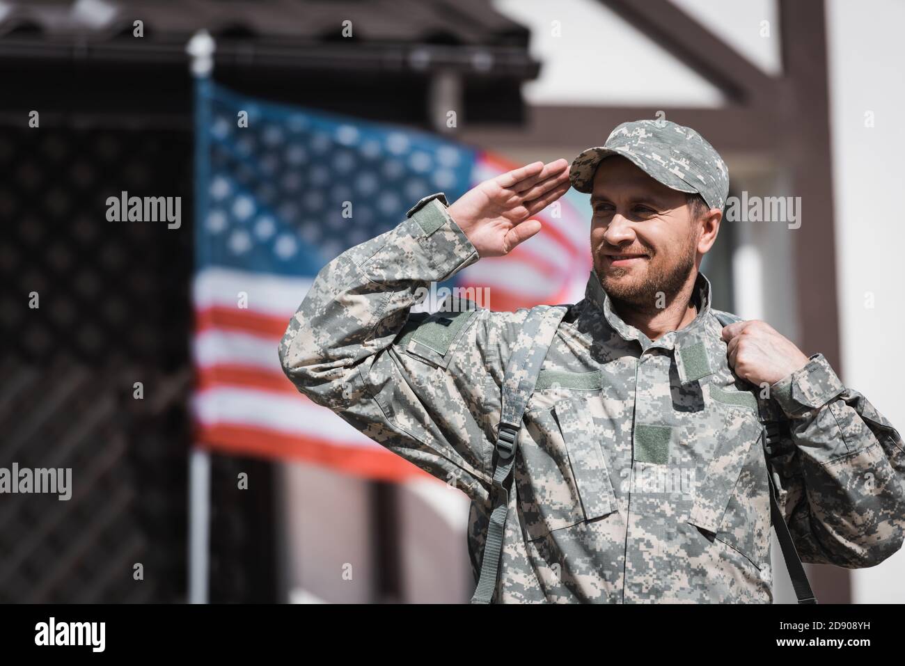 American flag man saluting hi-res stock photography and images - Alamy