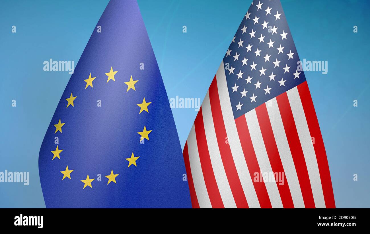 European Union and United States two flags Stock Photo - Alamy