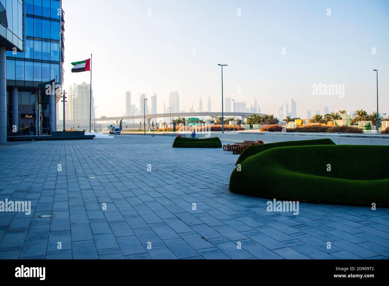 View of the street in Dubai Design District area. UAE. Outdoors Stock ...