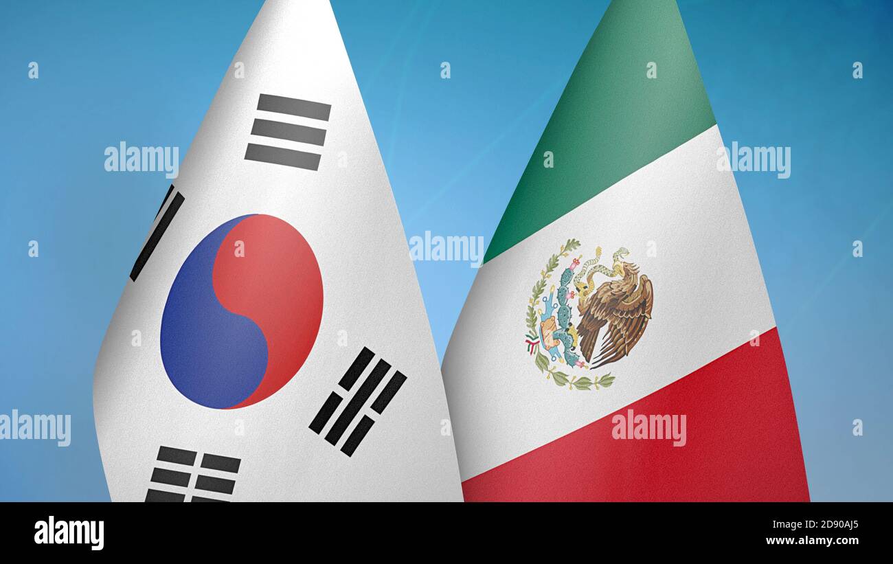 South Korea and Mexico two flags Stock Photo - Alamy