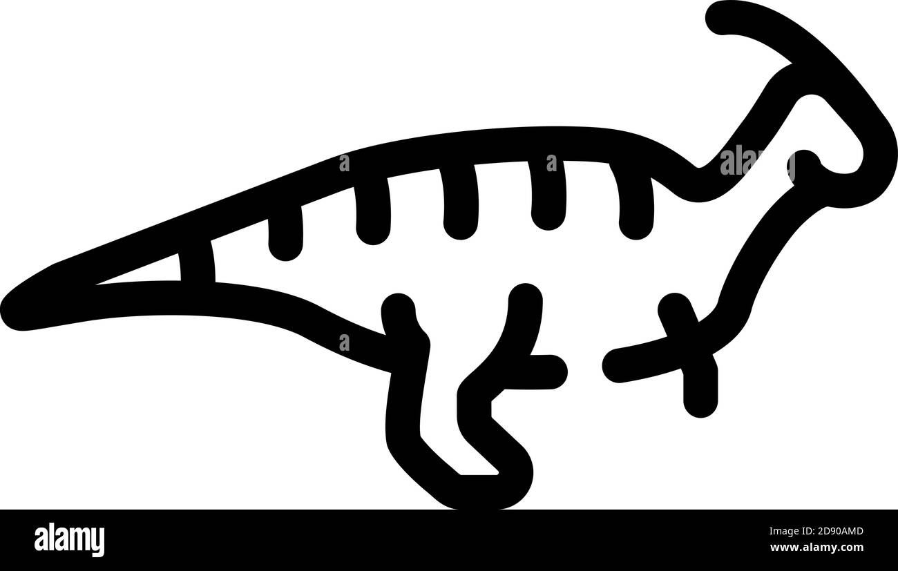 parasaurolophus dinosaur line icon vector illustration sign Stock ...