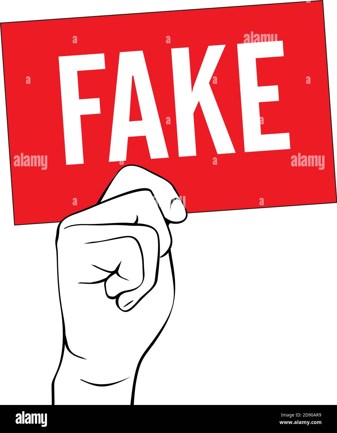 Hand with red card and fake. Vector Illustration and icon Stock Vector ...