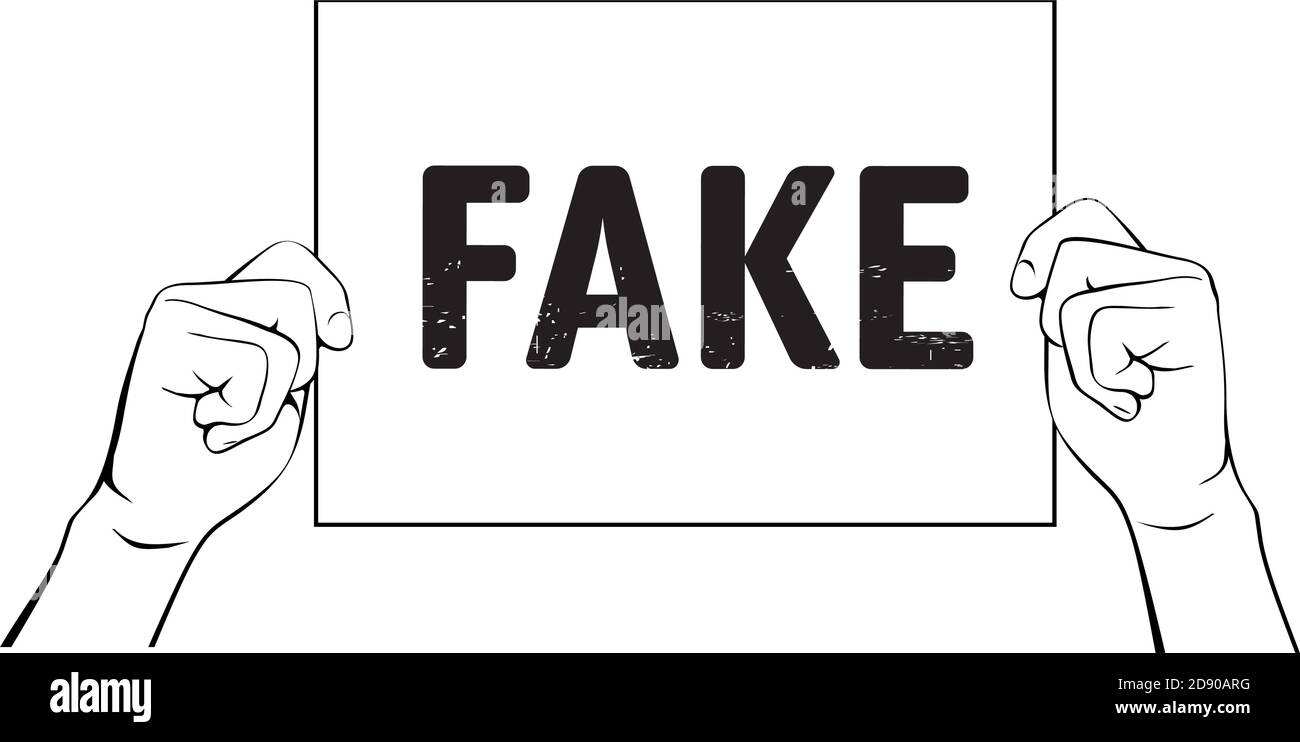 Hands with card and text FAKE. Vector Illustration Stock Vector Image ...