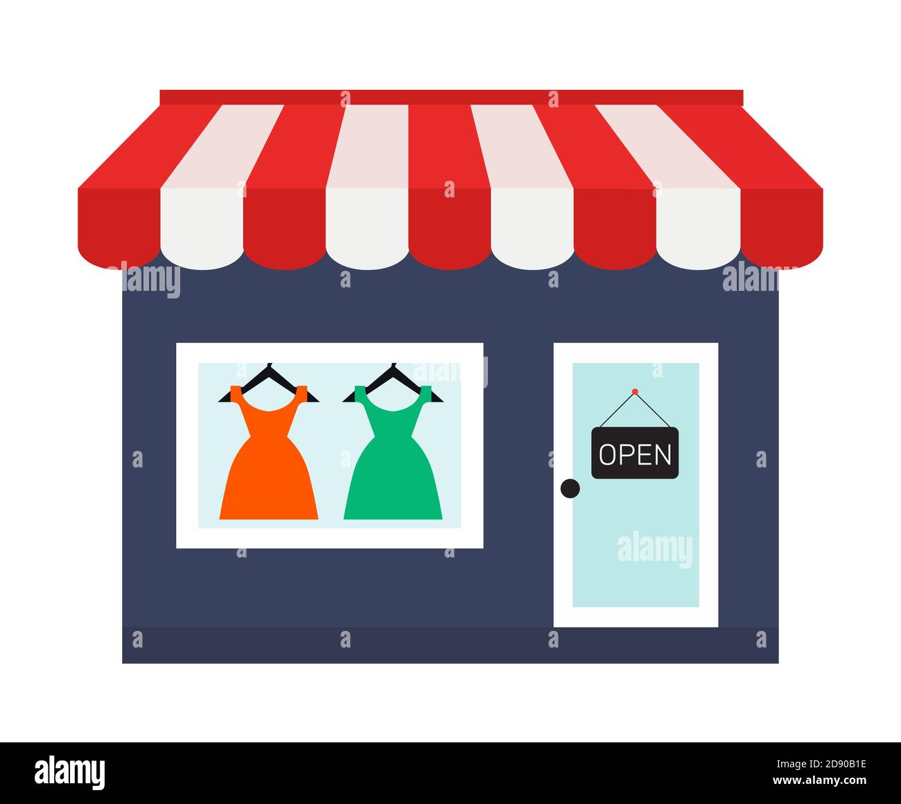 Open Dress Shop Flat Icon. Illustration Stock Photo - Alamy