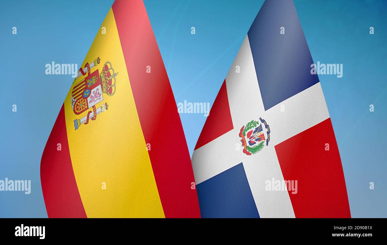 Spain and Dominican Republic two flags Stock Photo - Alamy