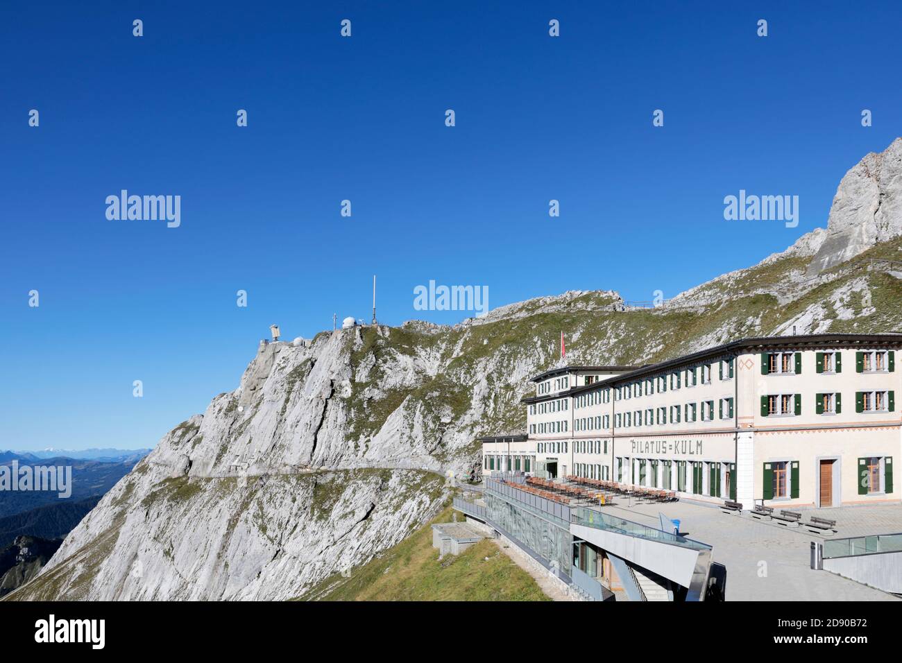 Hotel Pilatus Kulm on top of Mount Pilatus, Lucerne, Switzerland Stock ...