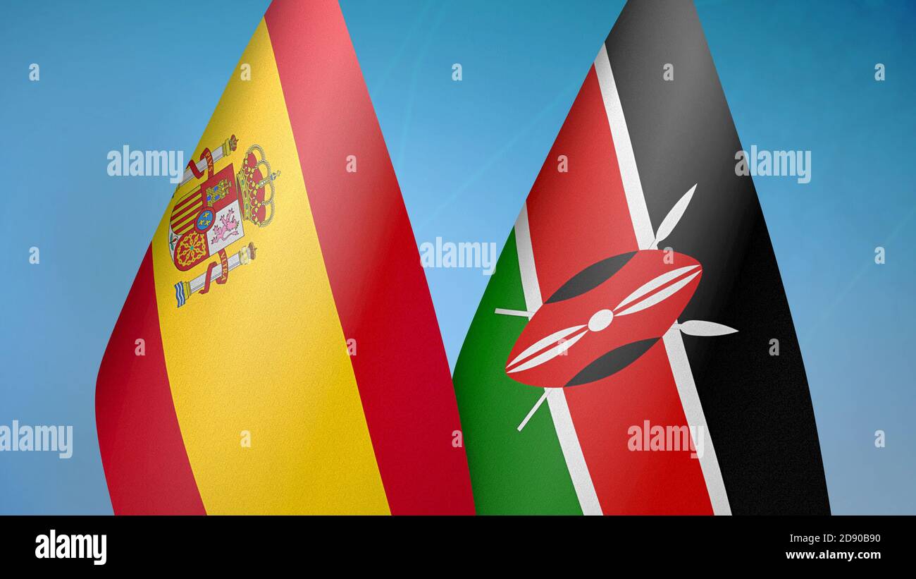 Spain and Kenya two flags Stock Photo - Alamy