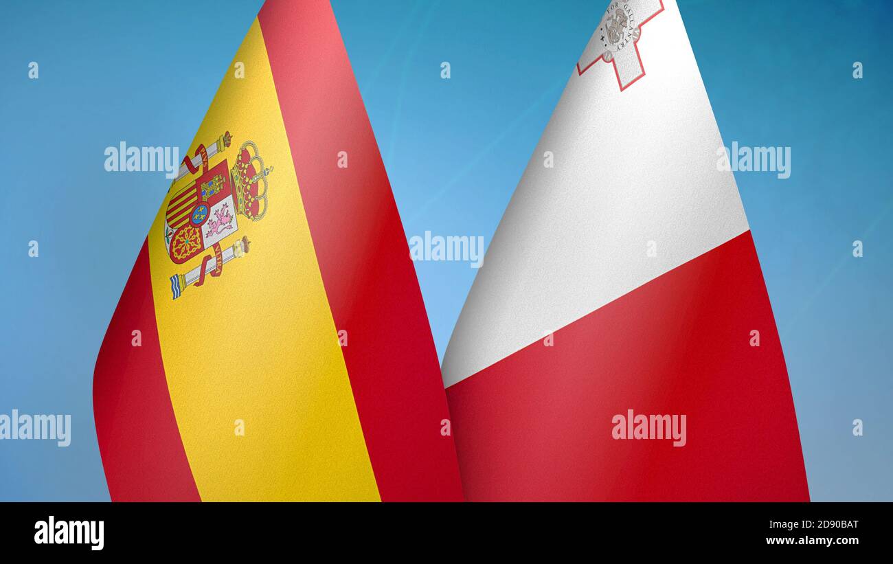 Spain and Malta two flags Stock Photo - Alamy