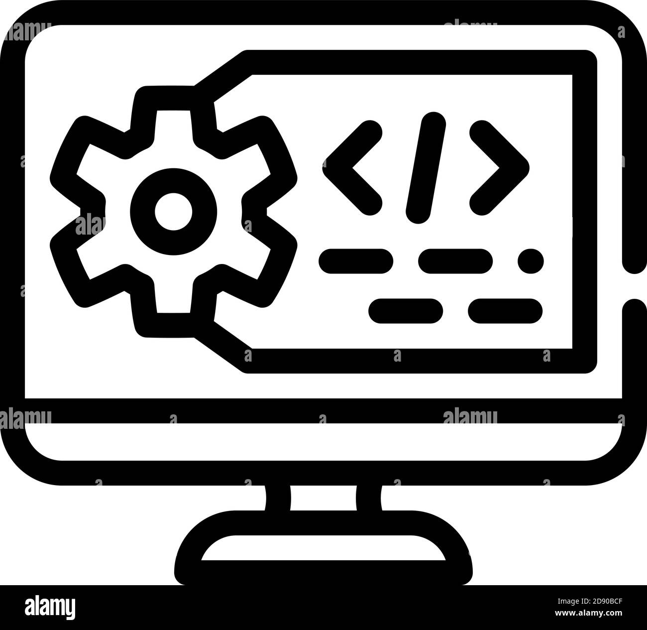 working code computer screen line icon vector illustration Stock Vector ...