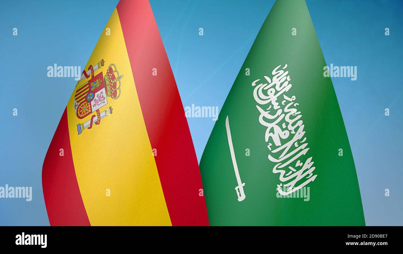Spain and Saudi Arabia two flags Stock Photo - Alamy