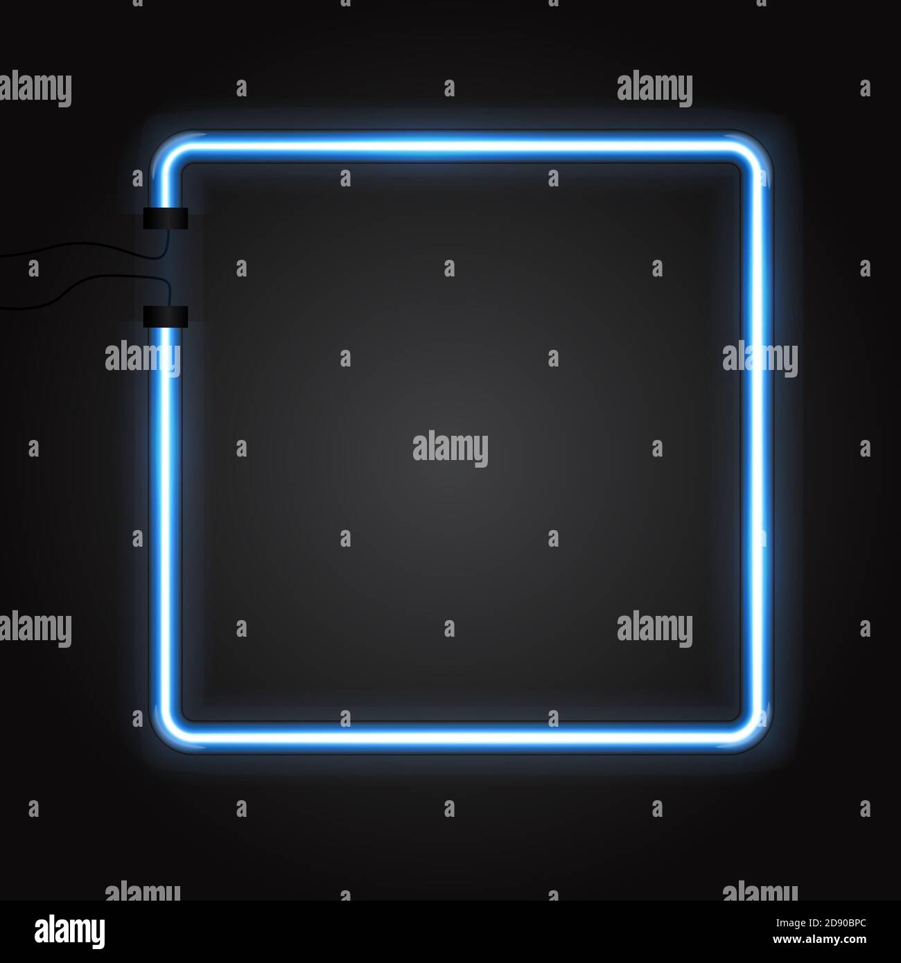 Glowing Neon Tubes Frame on Dark Transparent Background. Illustration ...