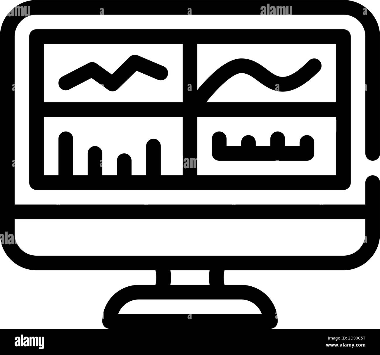 testing graphs on computer screen line icon vector illustration Stock ...