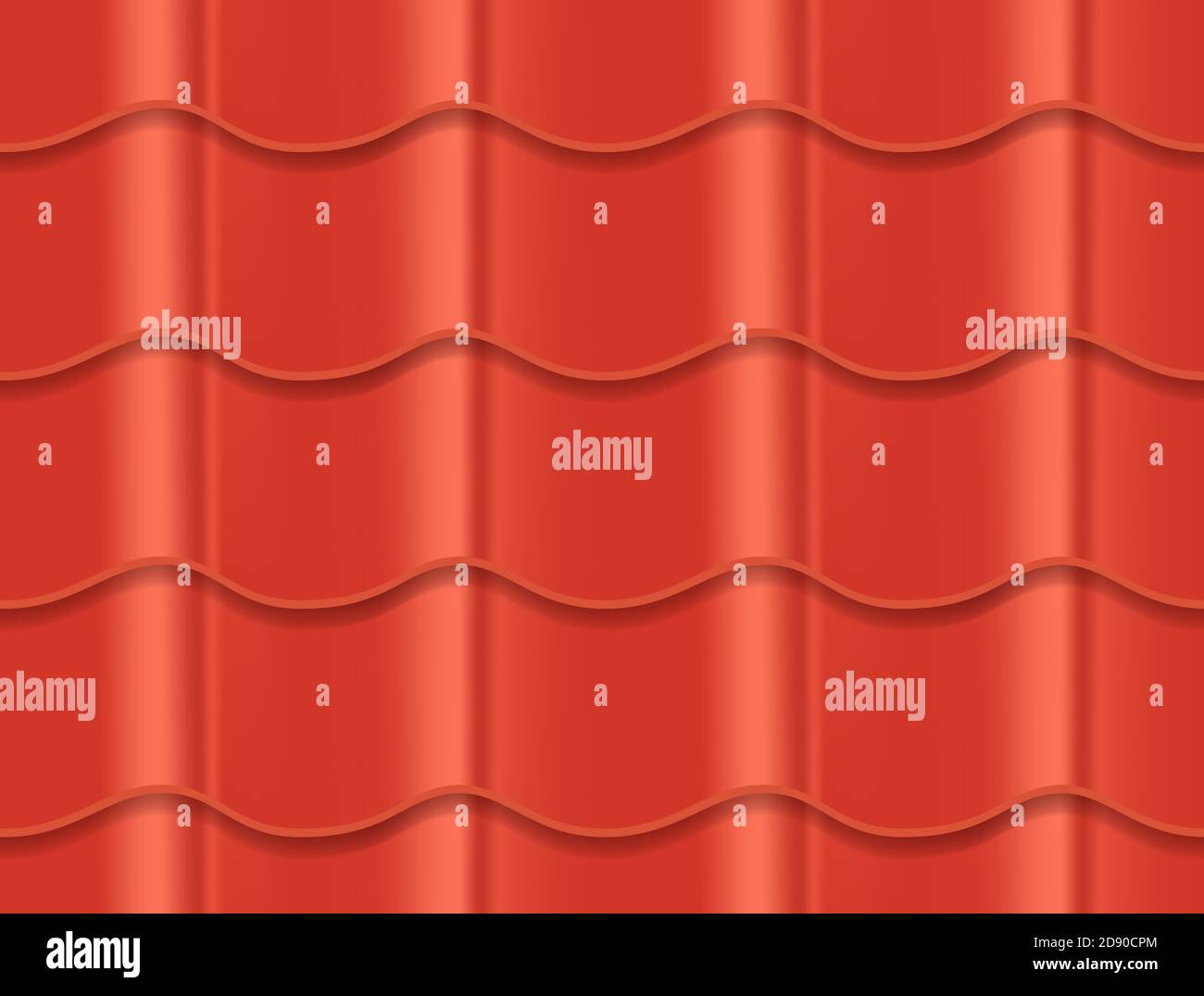 Roof corrugated ceramic tile seamless pattern for house covering in red ...