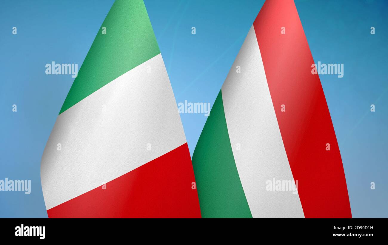 Italy and Hungary two flags Stock Photo - Alamy
