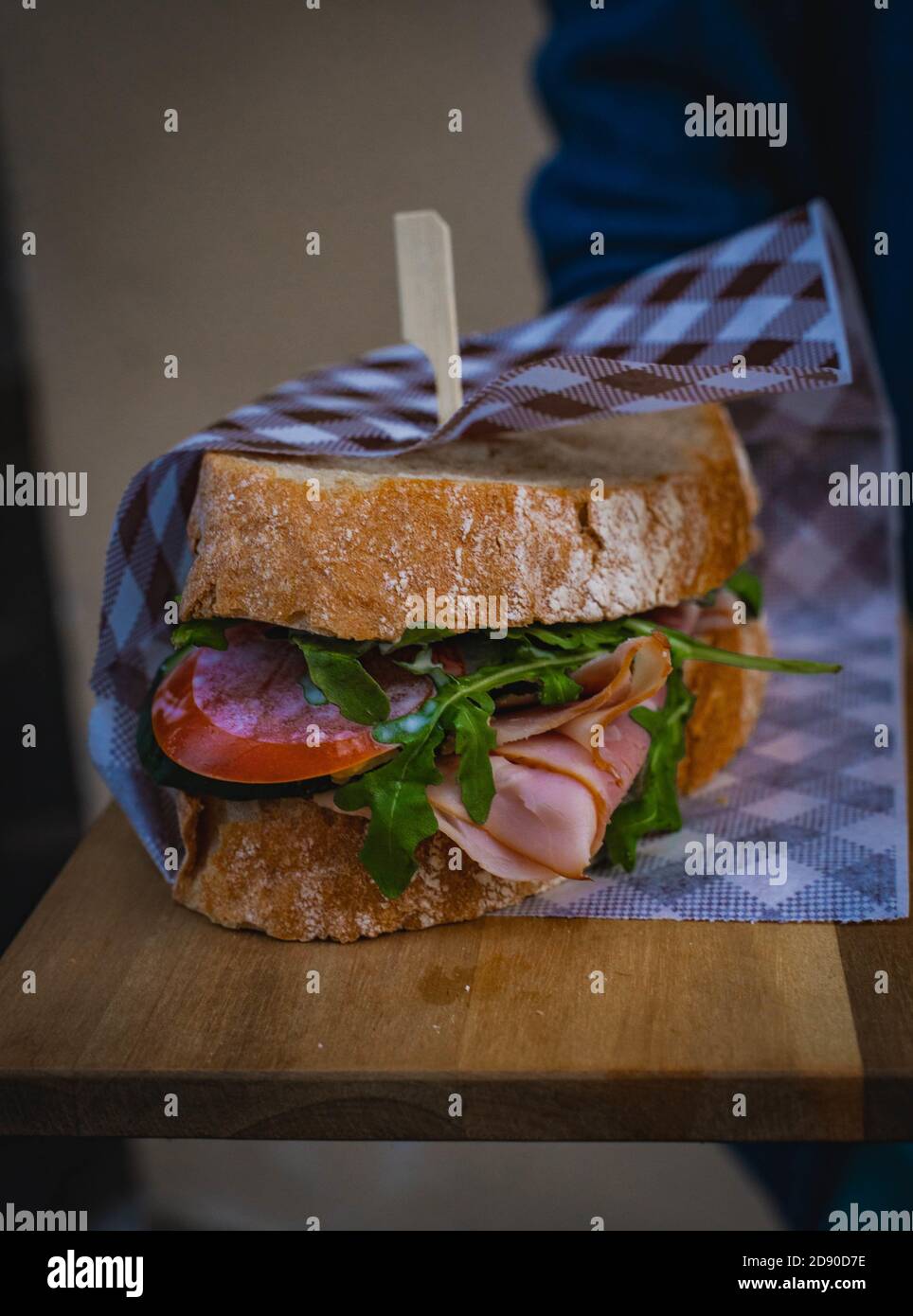Closeup shot of a sandwich with ham in the restaurant Stock Photo - Alamy
