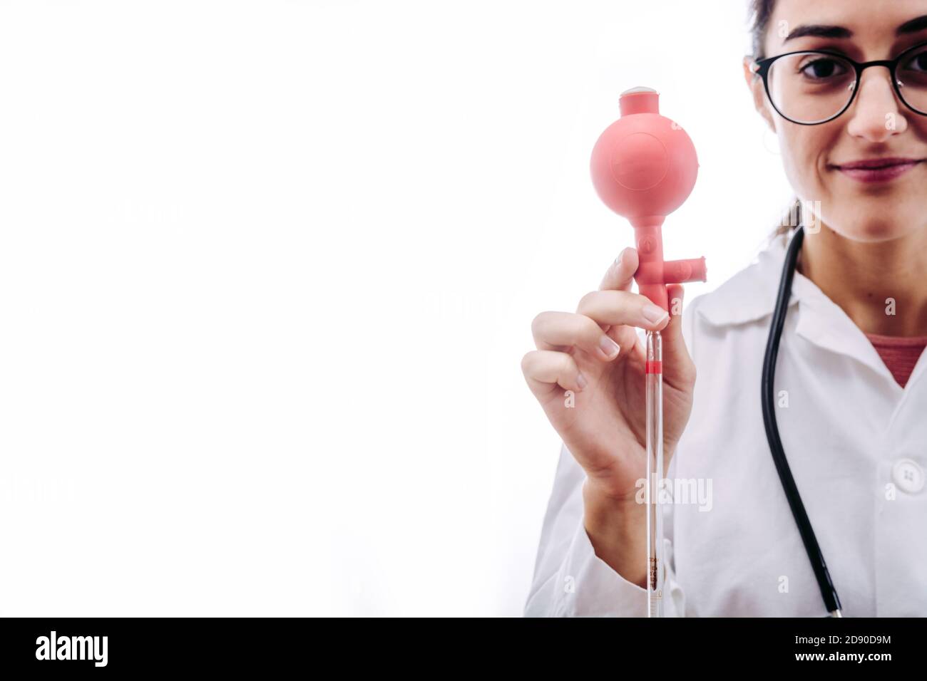 Scientist showing his laboratory instruments with which he performs ...