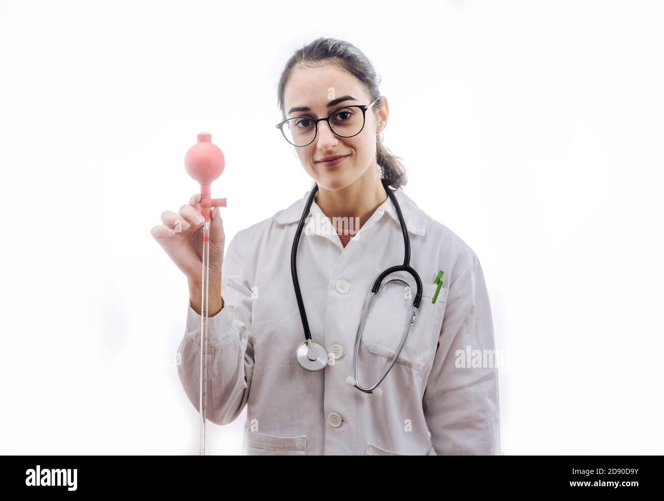 Scientist showing his laboratory instruments with which he performs ...