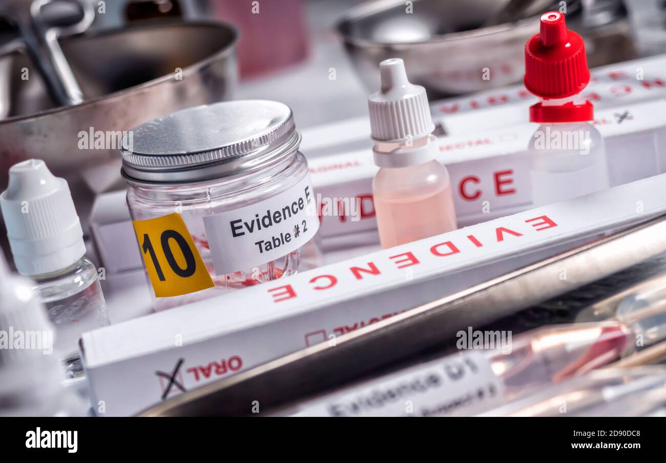 Hematological analysis with forensic test kit in a murder in a crime ...