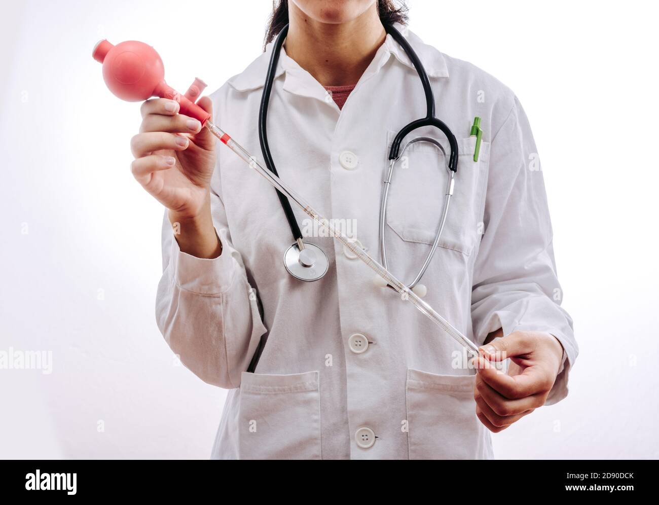 Scientist showing his laboratory instruments with which he performs ...