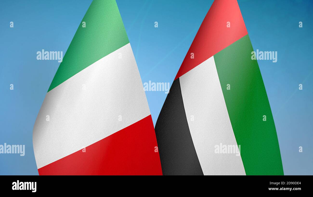 Italy and United Arab Emirates two flags Stock Photo - Alamy