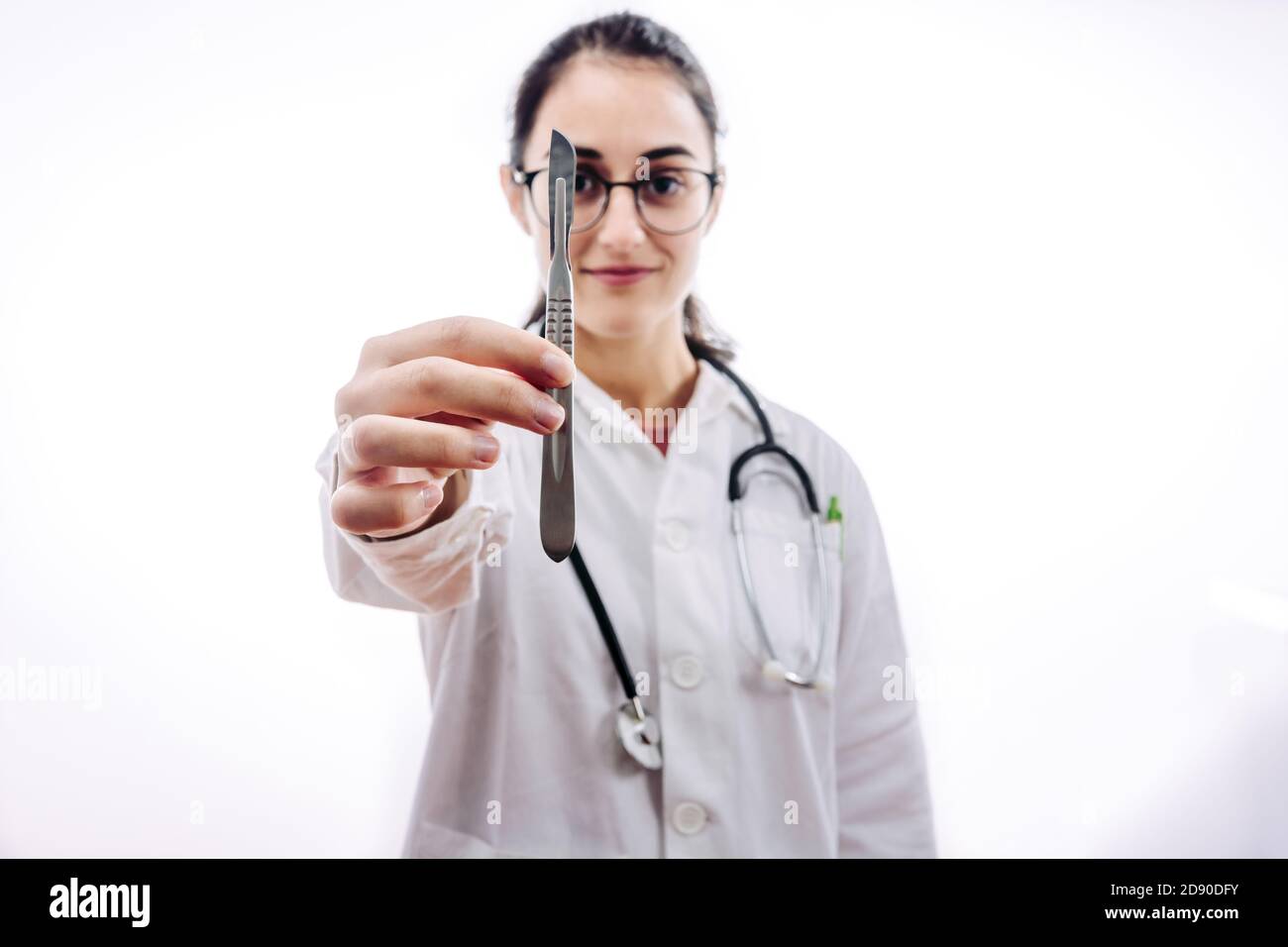 Scientist showing his laboratory instruments with which he performs ...