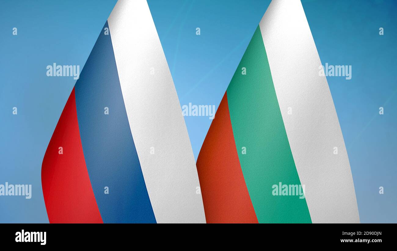 Russia and Bulgaria two flags Stock Photo - Alamy