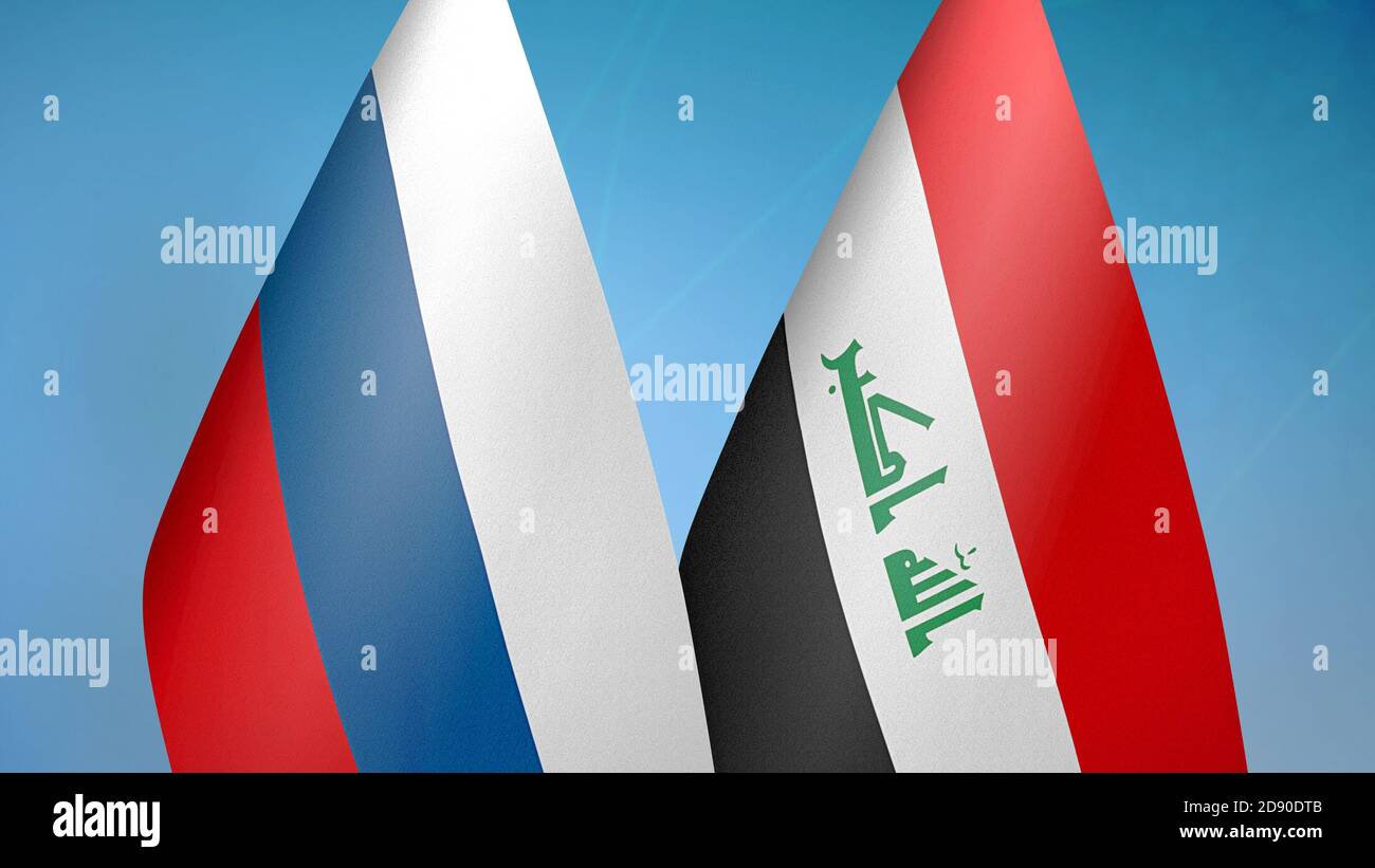 Russia and Iraq two flags Stock Photo - Alamy