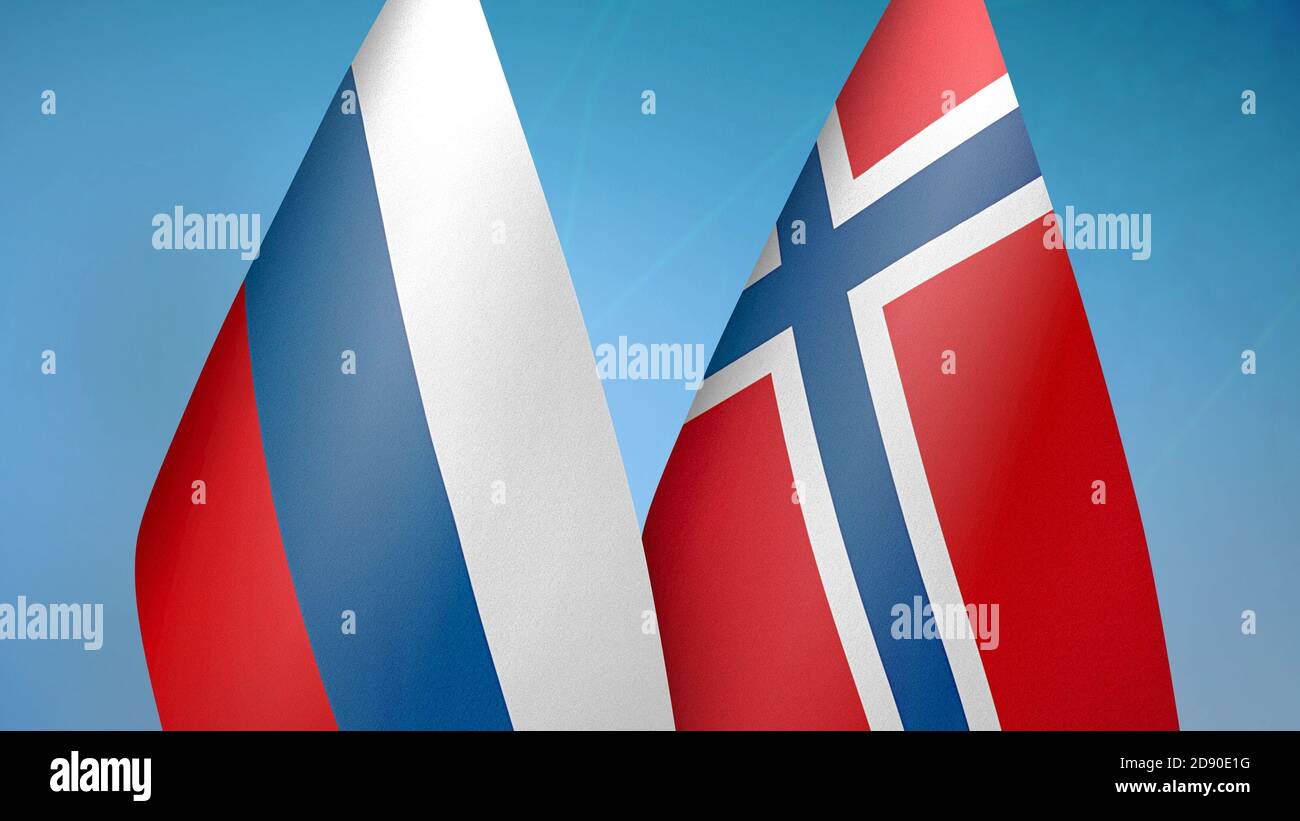 Russia and Norway two flags Stock Photo - Alamy