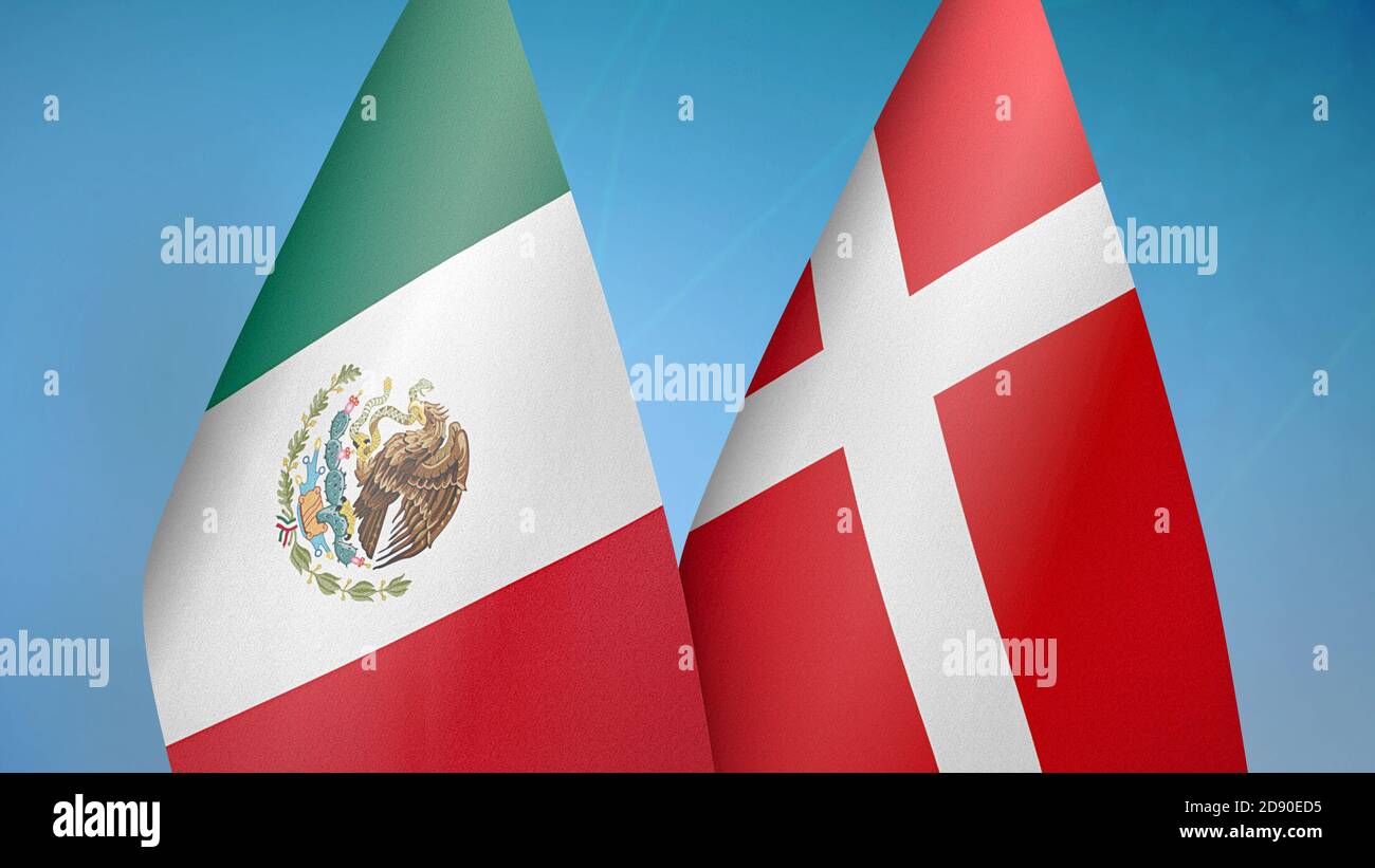 Mexico and Denmark two flags Stock Photo - Alamy