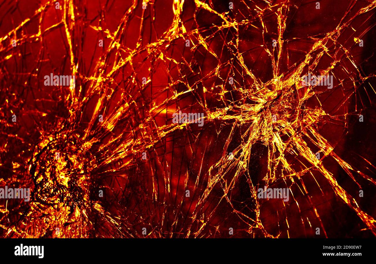 Abstract image of broken glass texture. Close-up broken car windshield ...