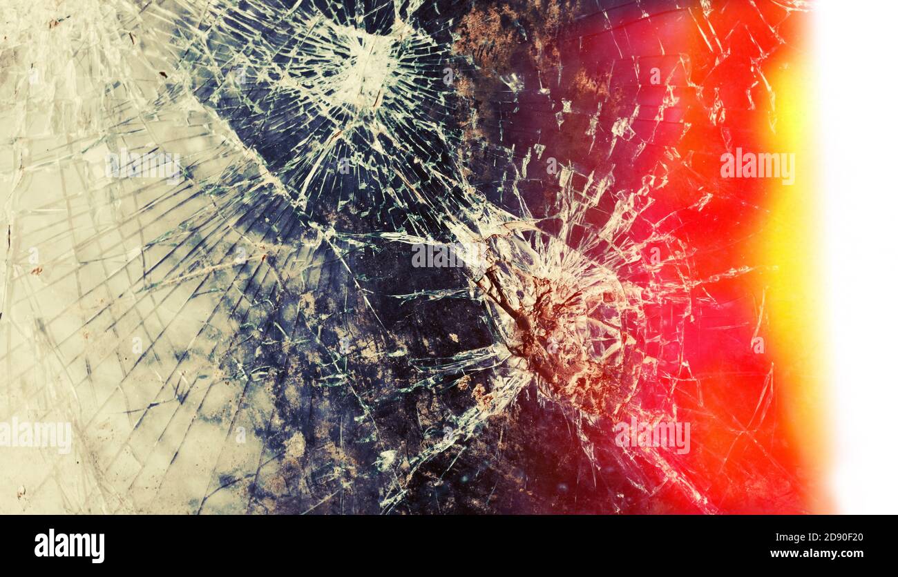 Abstract image of broken glass texture. Close-up broken car windshield ...