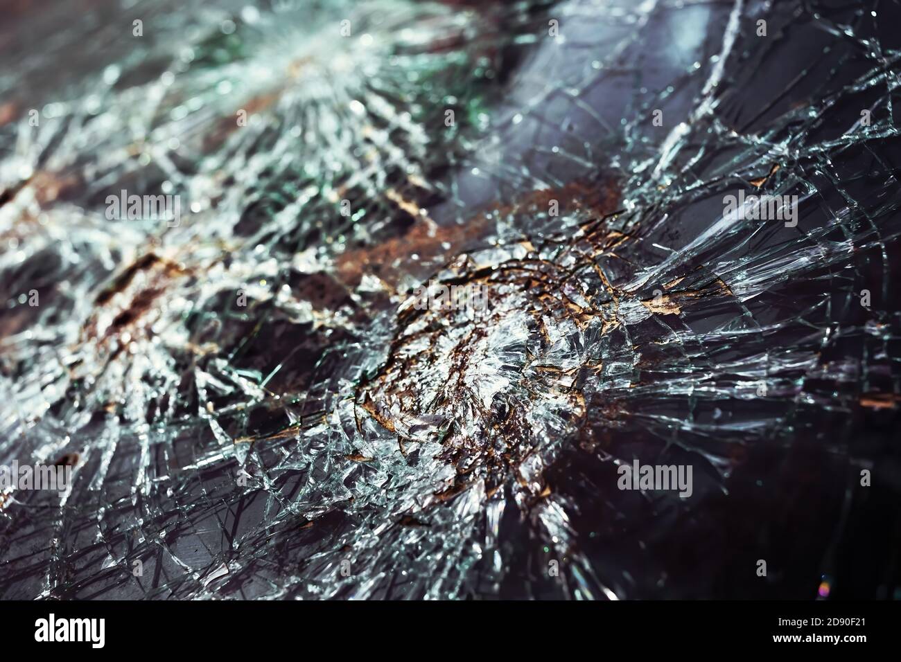 Abstract image of broken glass texture. Close-up broken car windshield ...