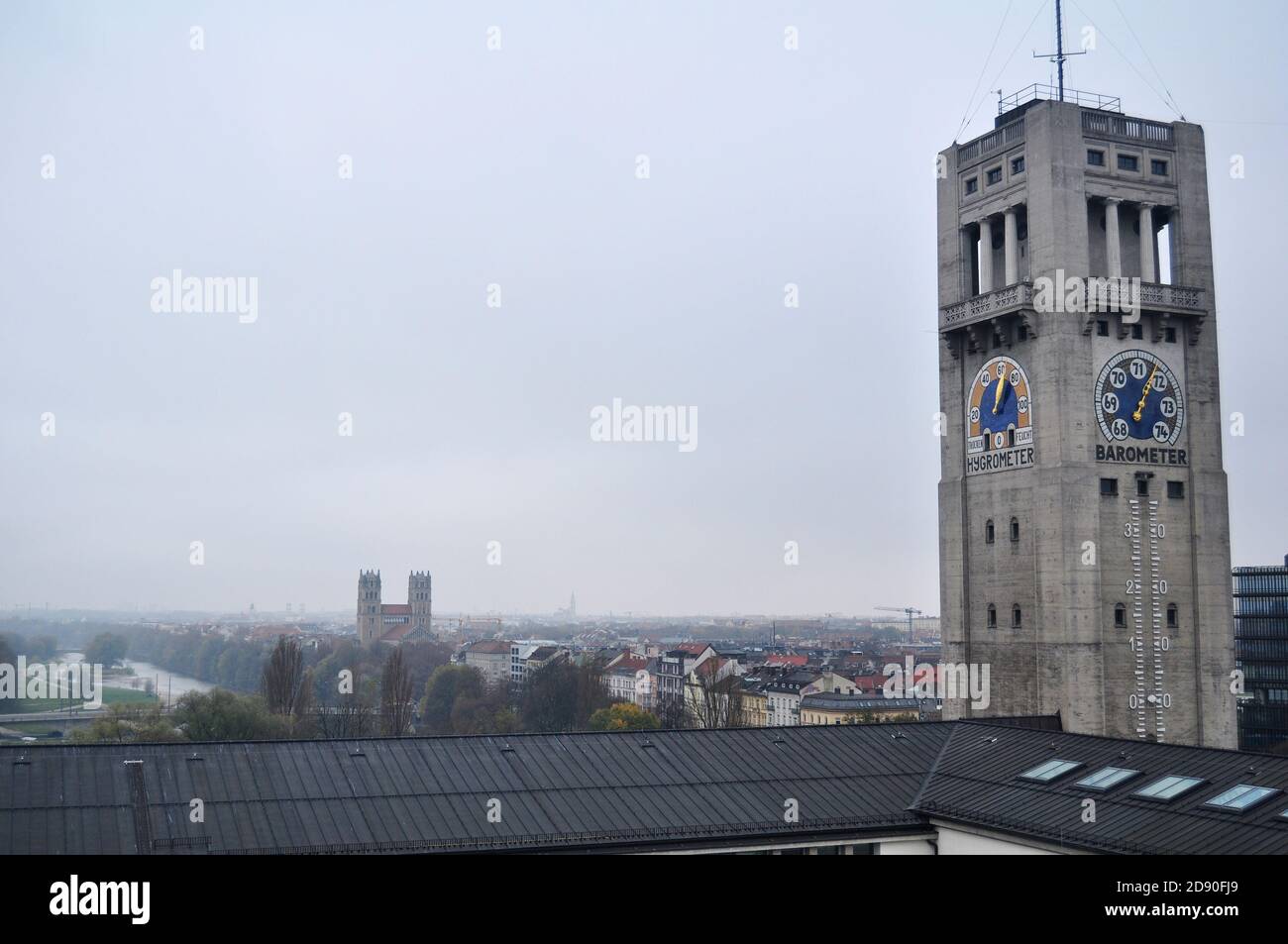 Aerial view landscape cityscape of Munich city with clock tower of Des ...