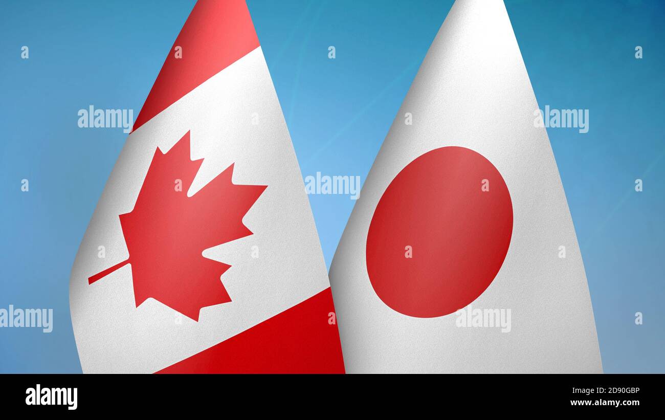Canada and Japan two flags Stock Photo - Alamy
