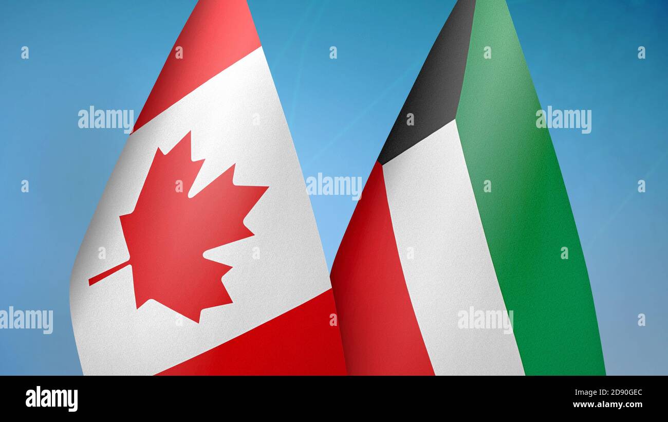 Canada and Kuwait two flags Stock Photo - Alamy