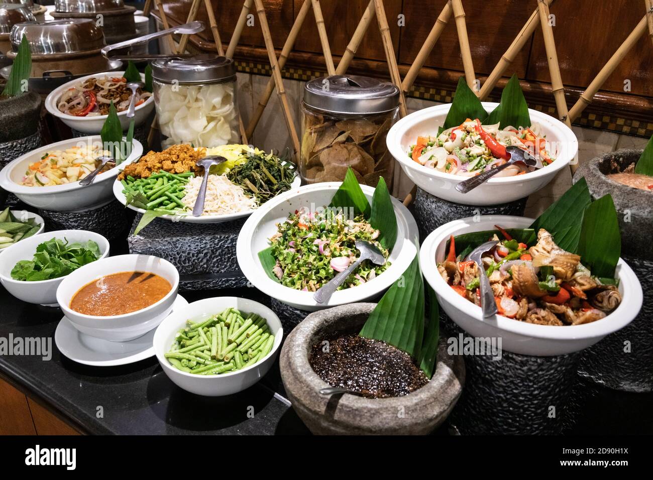 Ulam, traditional Malay food of raw vegetable with chili dipping Stock ...