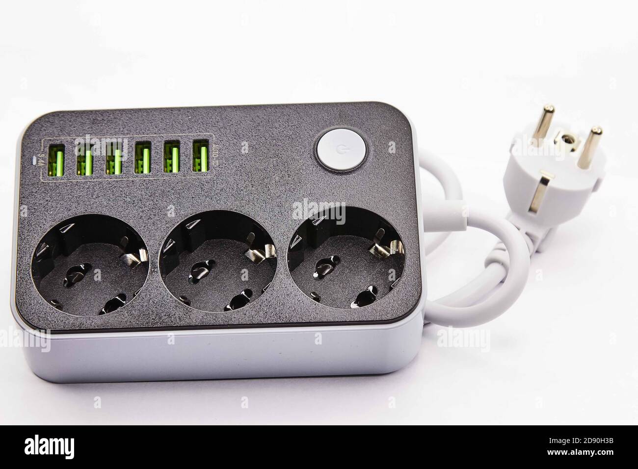 Socket with USB Port on white background for charging phones and ...