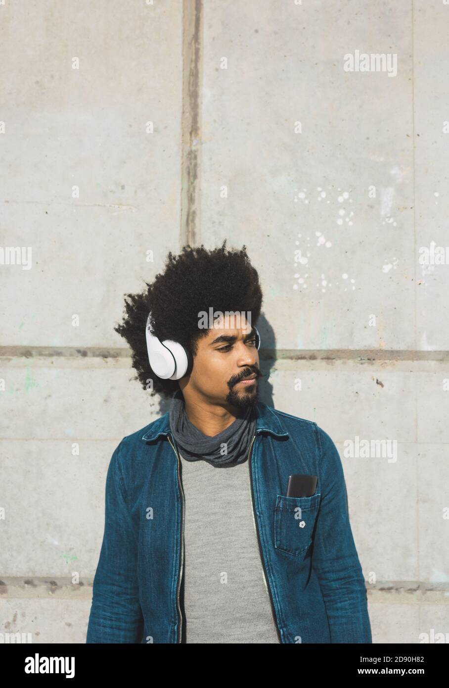 Portrait of black man with afro hair and with vintage style clothes in ...