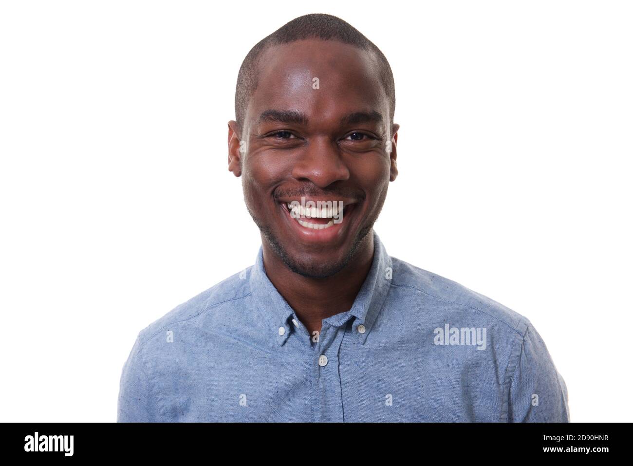 Close up portrait of happy young businessman smiling against isolated ...