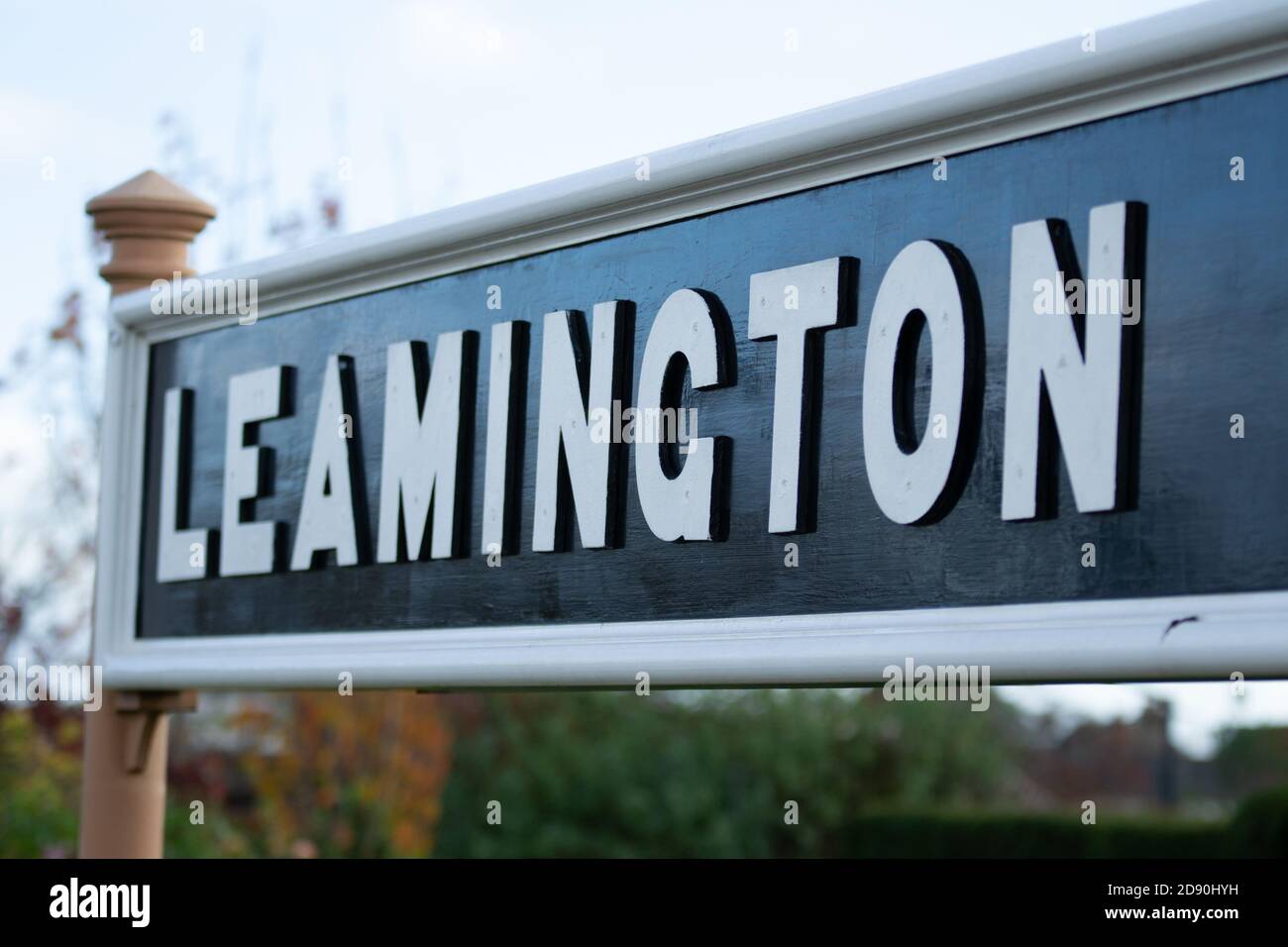 Leamington Spa sign at the railway station, Warwickshire Stock Photo ...