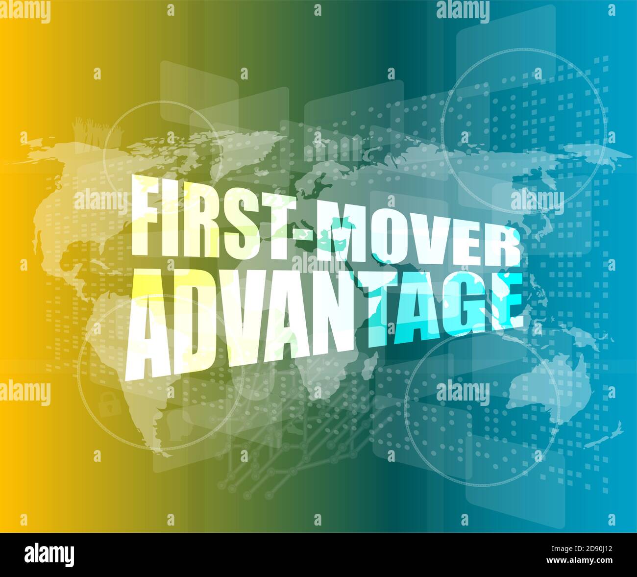 first mover advantage words on digital touch screen interface Stock ...